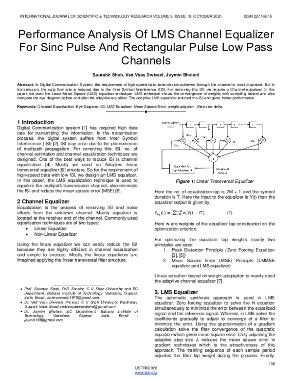 (PDF) LMS Equalizer Performance for Pulse Channels