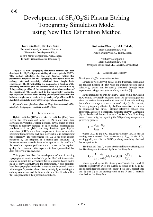 (PDF) Development of SF 6 /O 2 /Si plasma etching topography simulation model using new flux ...