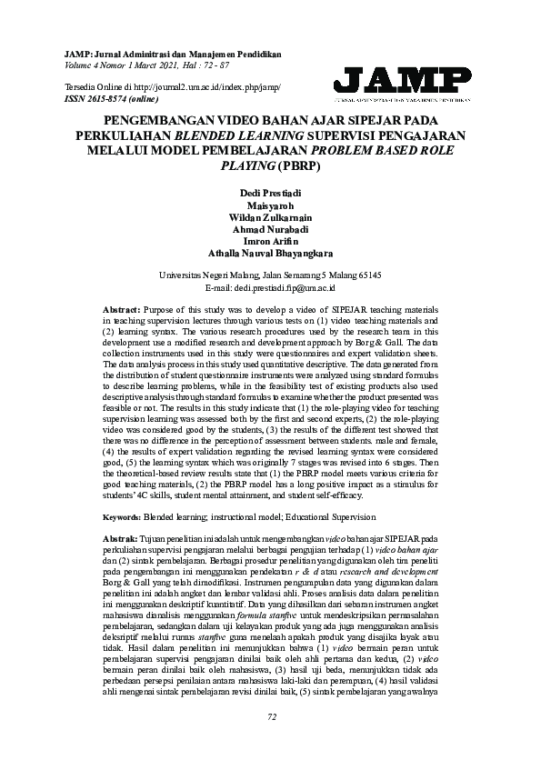 (PDF) Pengembangan Video Bahan Ajar Sipejar Pada Perkuliahan Blended ...