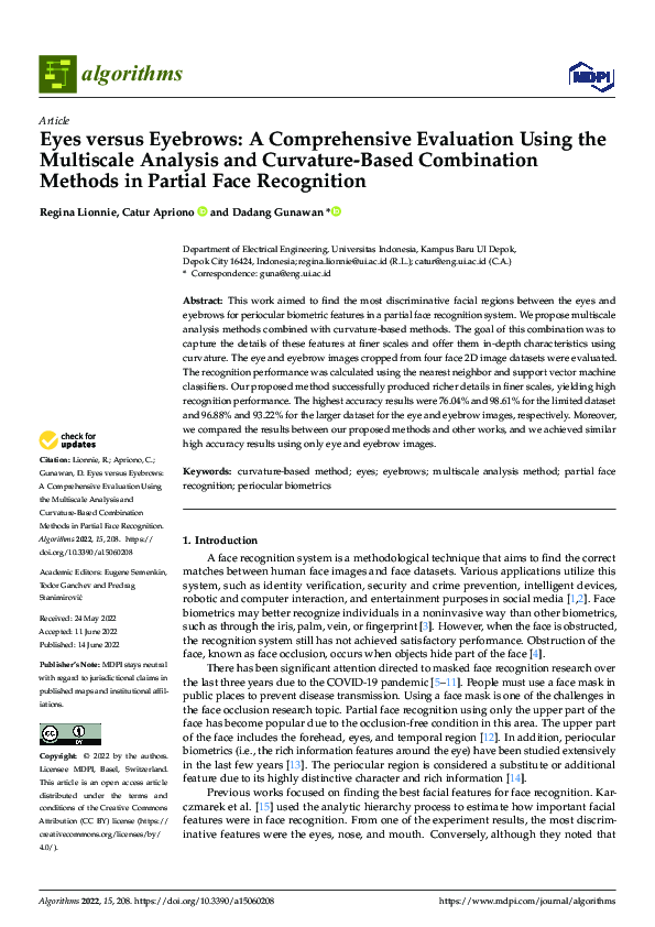 (PDF) Eyes versus Eyebrows: A Comprehensive Evaluation Using the Multiscale Analysis and ...