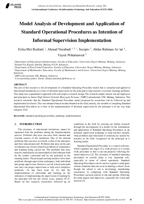 (PDF) Model Analysis of Development and Application of Standard Operational Procedures as ...
