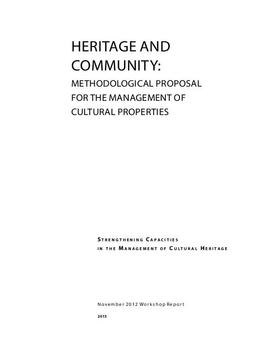 (PDF) Heritage and Community: Methodological Proposal for the ...