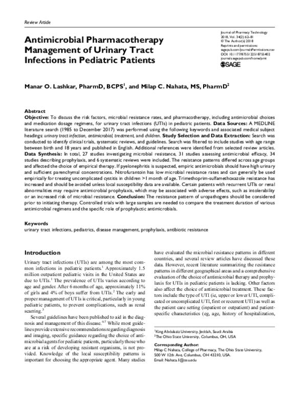 (PDF) Antimicrobial Pharmacotherapy Management of Urinary Tract ...