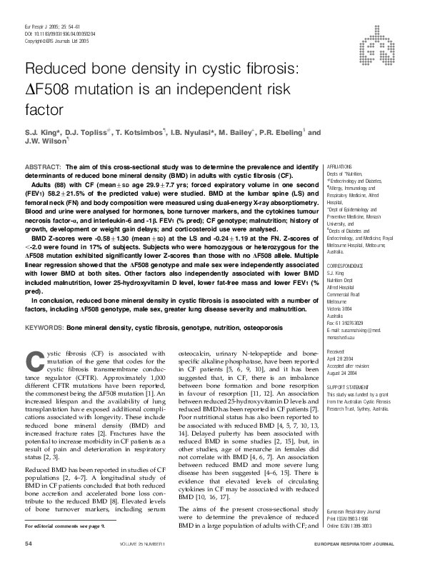 (PDF) Reduced bone density in cystic fibrosis: F508 mutation is an ...