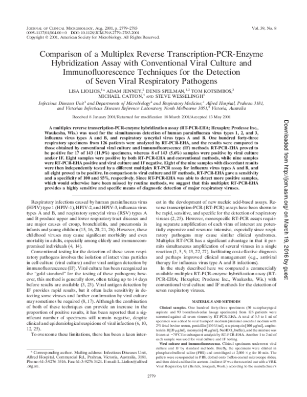 (PDF) Comparison of a Multiplex Reverse Transcription-PCR-Enzyme Hybridization Assay with ...