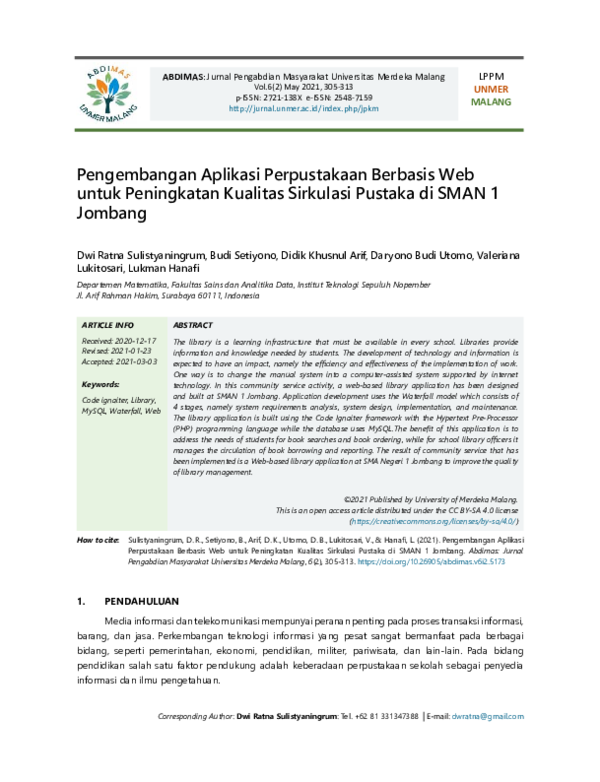 (PDF) Pengembangan Aplikasi Perpustakaan Berbasis Web untuk Peningkatan Kualitas Sirkulasi ...