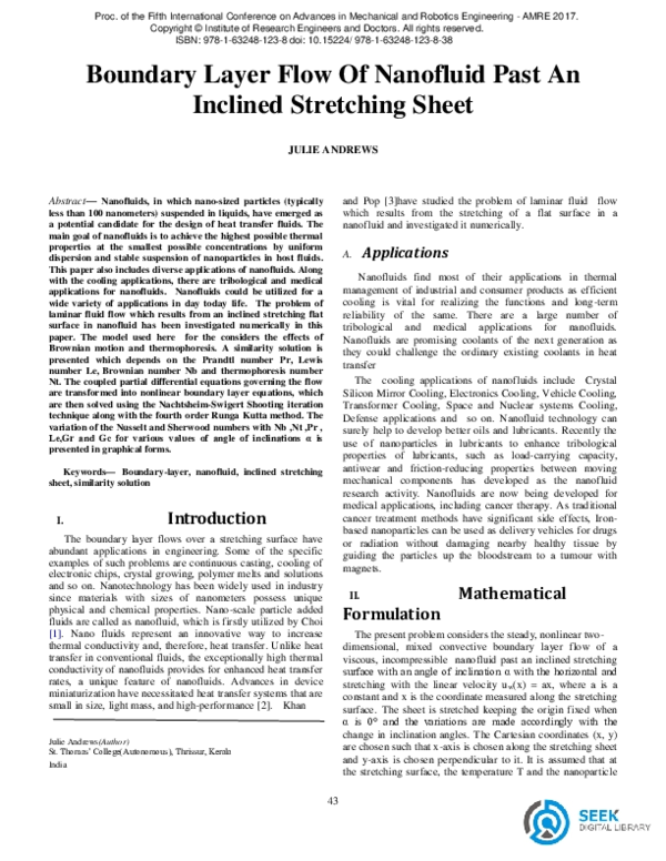 (PDF) Boundary Layer Flow Of Nanofluid Past An Inclined Stretching Sheet