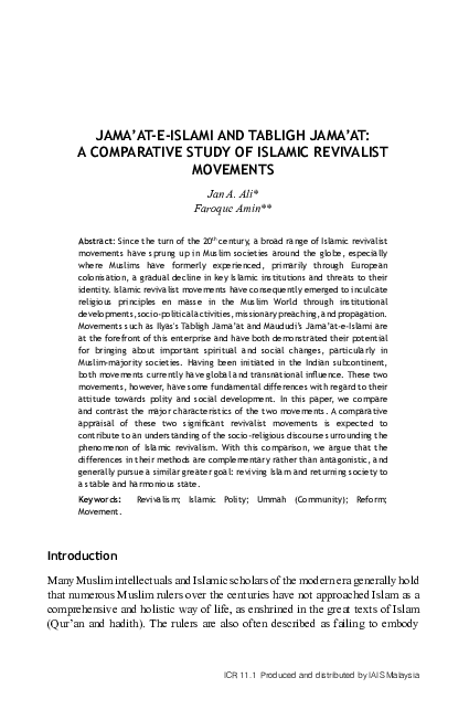 (PDF) Jamaat-e-Islami and Tabligh Jamaat: A Comparative Study of ...