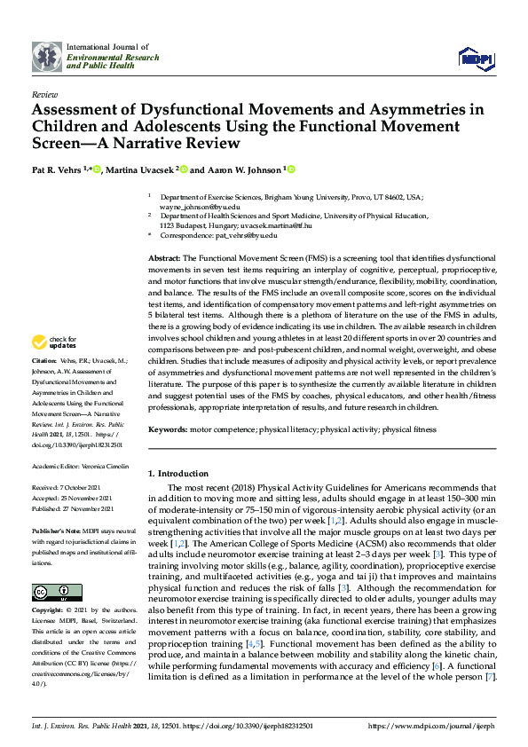(PDF) Assessment of Dysfunctional Movements and Asymmetries in Children ...