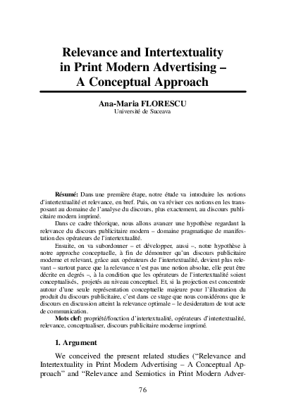 (PDF) Relevance and Intertextuality in Print Modern Advertising-A ...