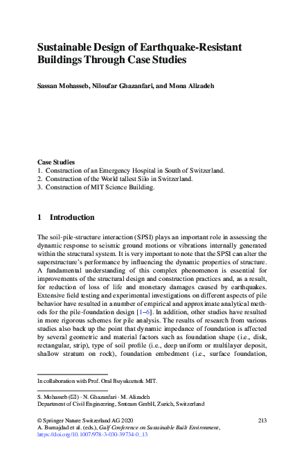 (PDF) Sustainable Design of Earthquake-Resistant Buildings Through Case ...