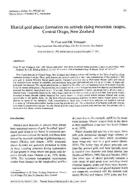 (PDF) Eluvial gold placer formation on actively rising mountain ranges ...