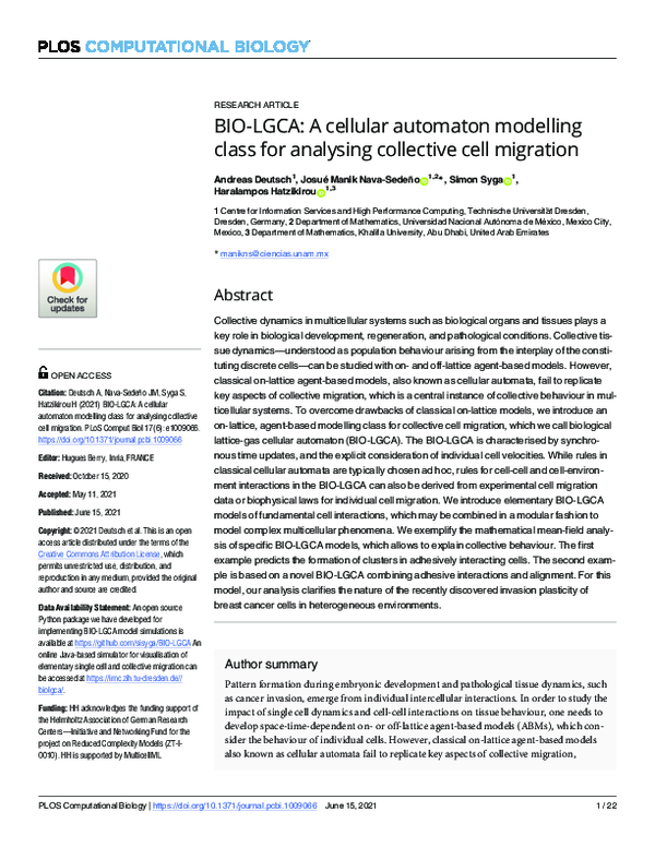 (PDF) BIO-LGCA: A cellular automaton modelling class for analysing ...