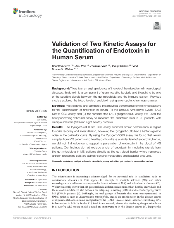 (PDF) Validation of Two Kinetic Assays for the Quantification of ...