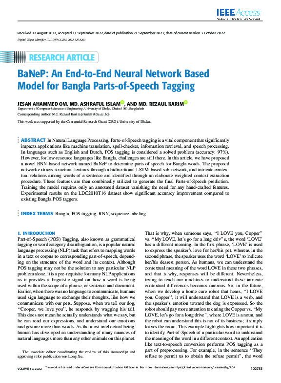 (PDF) BaNeP: An End-to-End Neural Network Based Model for Bangla Parts-of-Speech Tagging
