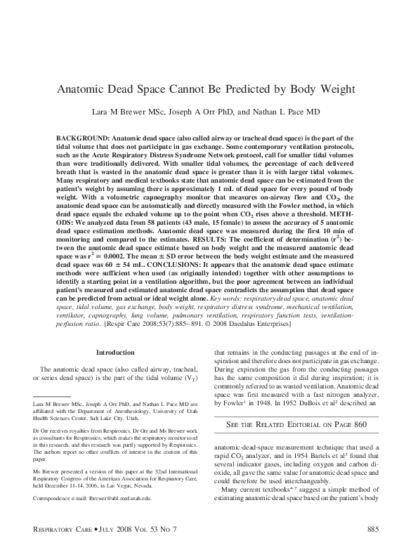 (PDF) Anatomic dead space cannot be predicted by body weight