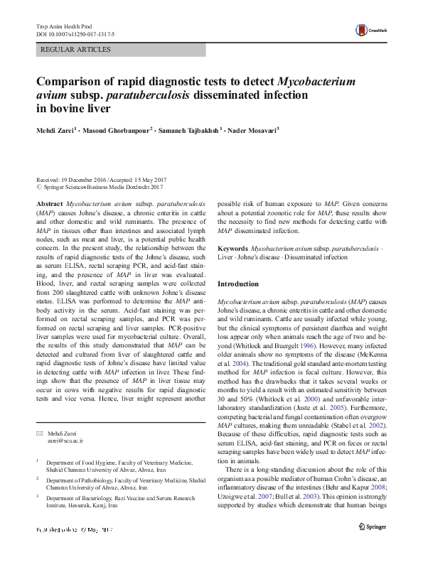(PDF) Comparison of rapid diagnostic tests to detect Mycobacterium ...