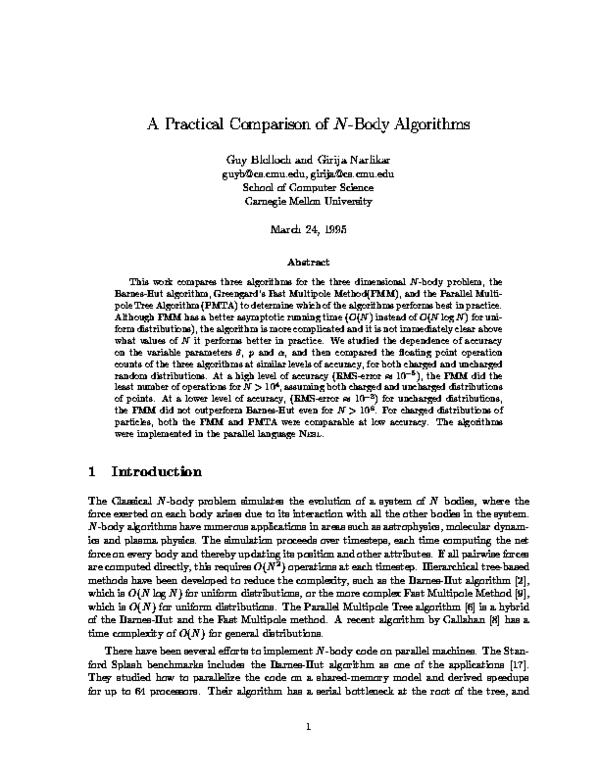 (PDF) A practical comparison of 𝑁-body algorithms