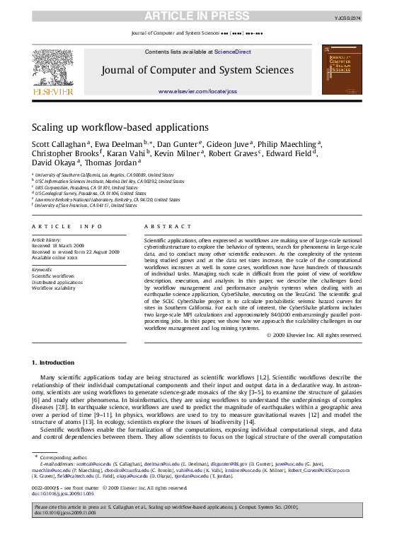 (PDF) Scaling up workflow-based applications