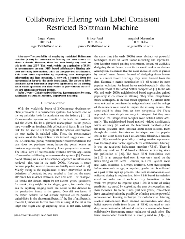 (PDF) Collaborative Filtering with Label Consistent Restricted ...