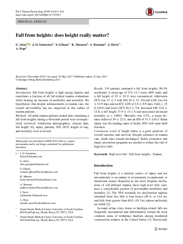 (PDF) Fall from heights: does height really matter? | ANTONIO FRANCO ...