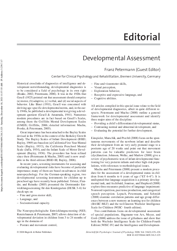 (PDF) Developmental Assessment