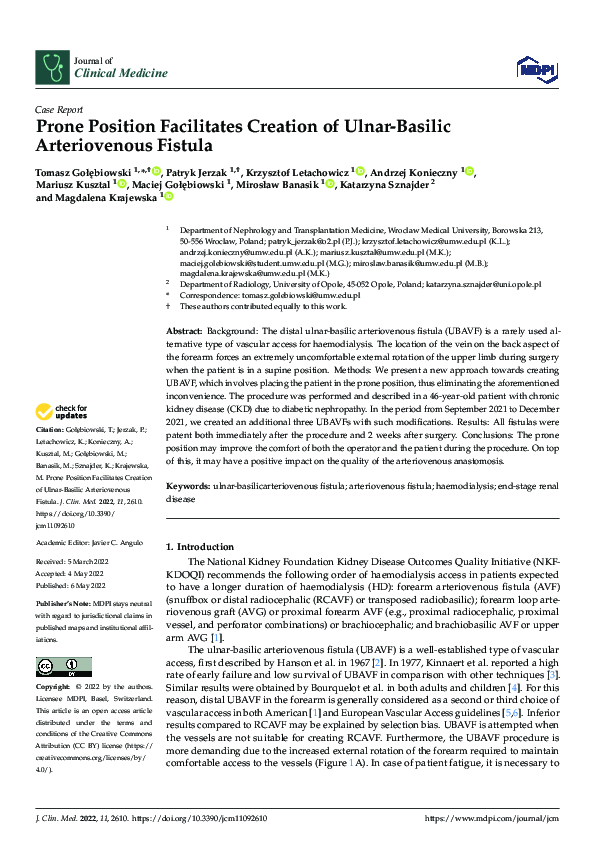 (PDF) Prone Position Facilitates Creation of Ulnar-Basilic ...