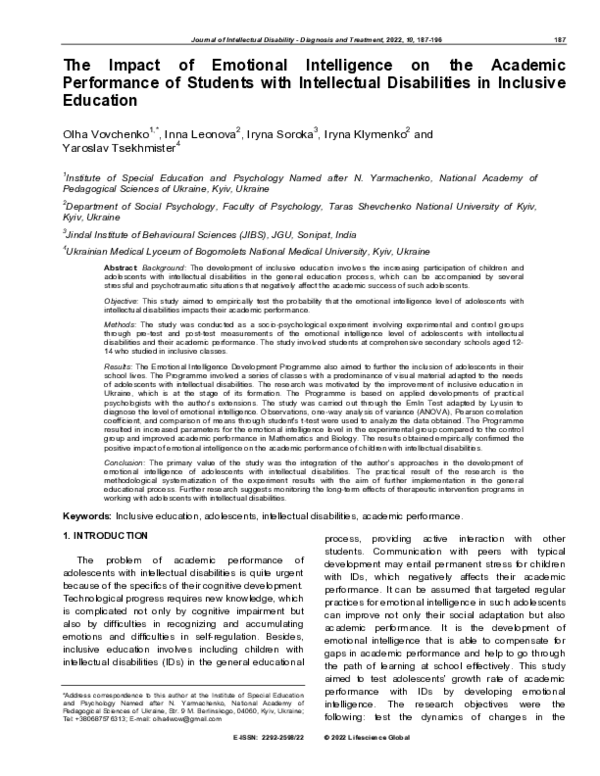 (PDF) The Impact of Emotional Intelligence on the Academic Performance ...