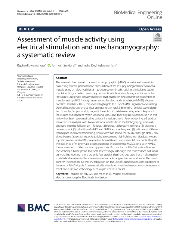 (PDF) Assessment of muscle activity using electrical stimulation and ...