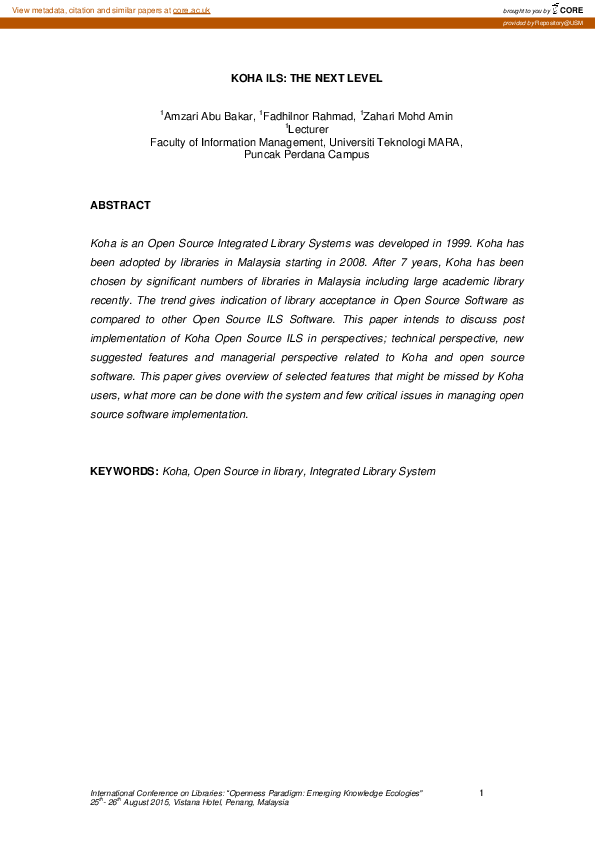 (PDF) KOHA ILS: The Next Level
