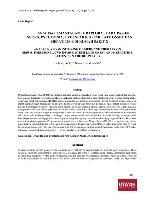 (PDF) Analisa Pemantauan Terapi Obat Pada Pasien Sepsis, Pneumonia, CVD ...