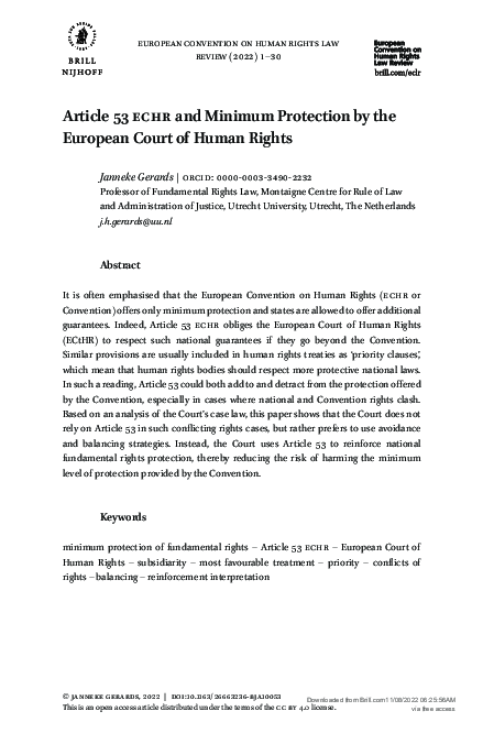 (PDF) Article 53 echr and Minimum Protection by the European Court of ...