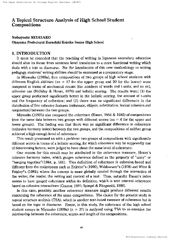 (PDF) A Topical Structure Analysis of High School Student Compositions