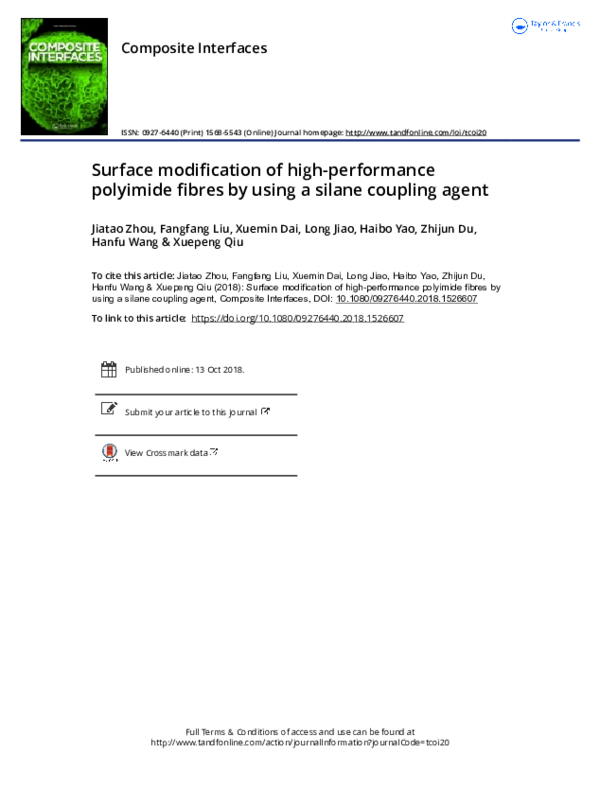 (PDF) Surface modification of high performance polymers by atmospheric ...