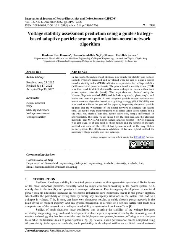 (PDF) Voltage stability assessment prediction using a guide strategy-based adaptive particle ...