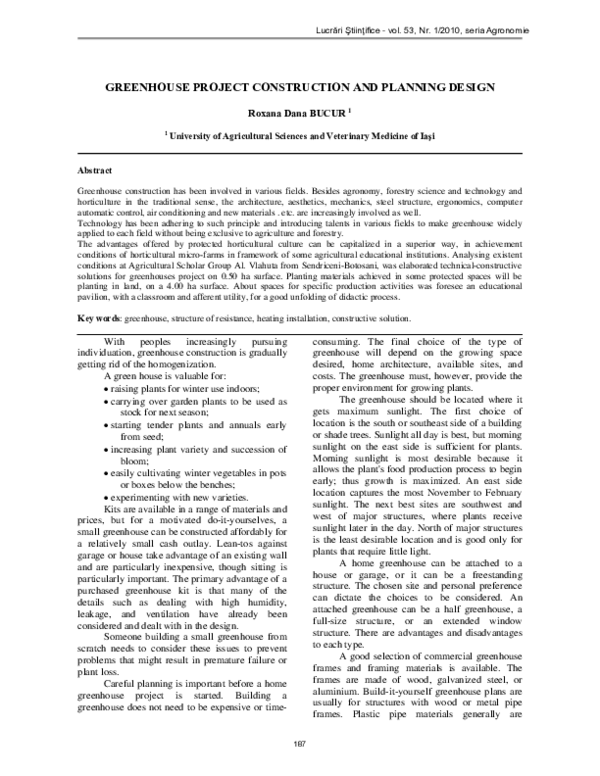 (PDF) Greenhouse Project Construction and Planning Design