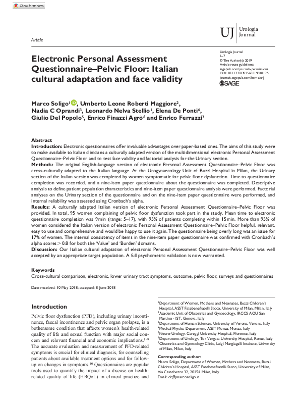 (PDF) Electronic Personal Assessment Questionnaire–Pelvic Floor ...