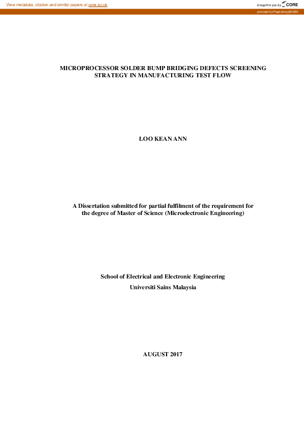(PDF) Microprocessor Solder Bump Bridging Defects Screening Strategy In ...