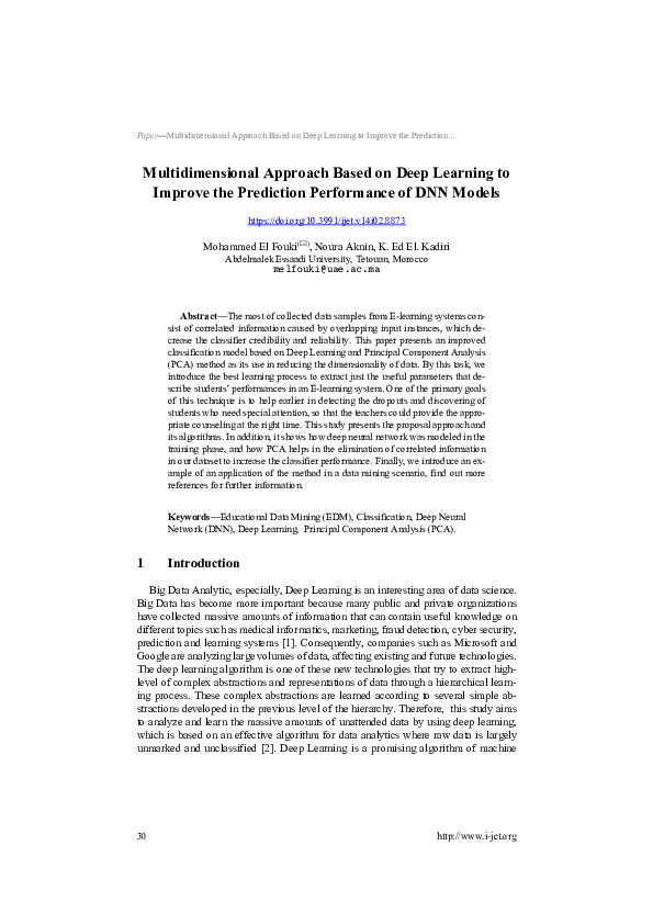 Pdf Multidimensional Approach Based On Deep Learning To Improve The