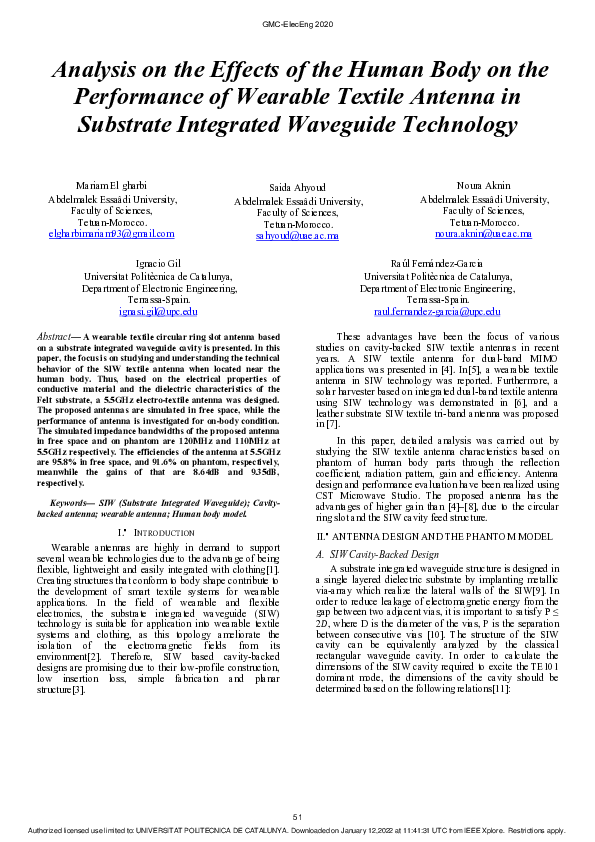 (PDF) Analysis on the Effects of the Human Body on the Performance of ...