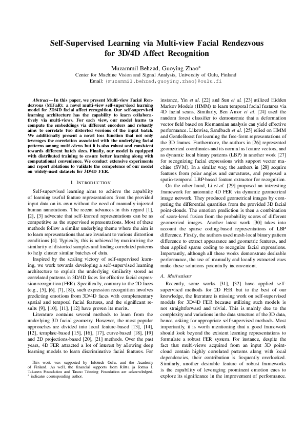 (PDF) Self-Supervised Learning via Multi-view Facial Rendezvous for 3D/4D Affect Recognition