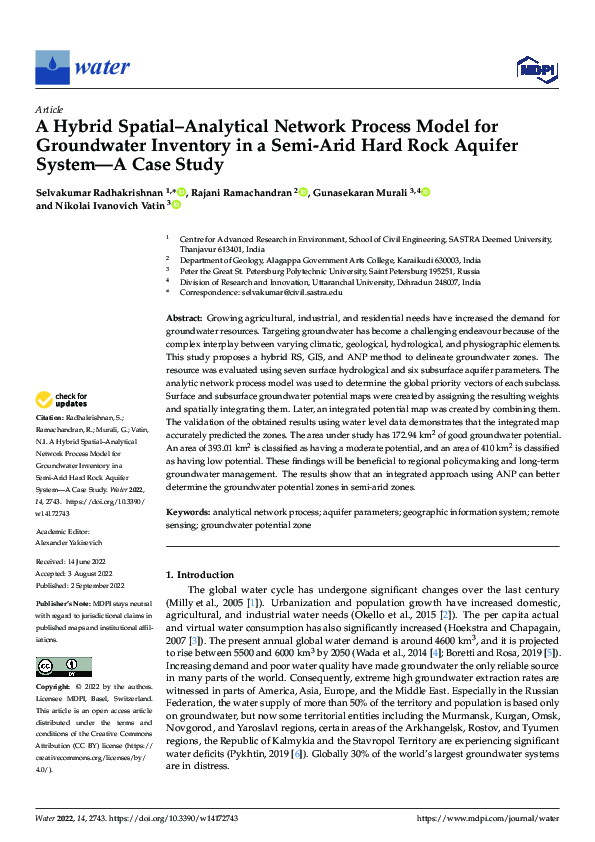 (PDF) A Hybrid Spatial–Analytical Network Process Model for Groundwater Inventory in a Semi-Arid ...