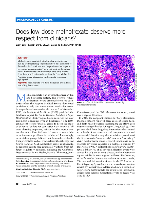 (PDF) Does low-dose methotrexate deserve more respect from clinicians?