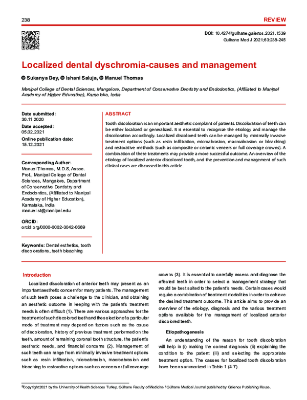 (PDF) Localized dental dyschromia-causes and management