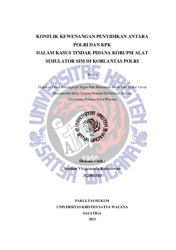 (PDF) Konflik Kewenangan Penyidikan Antara Polri dan KPK dalam Kasus ...