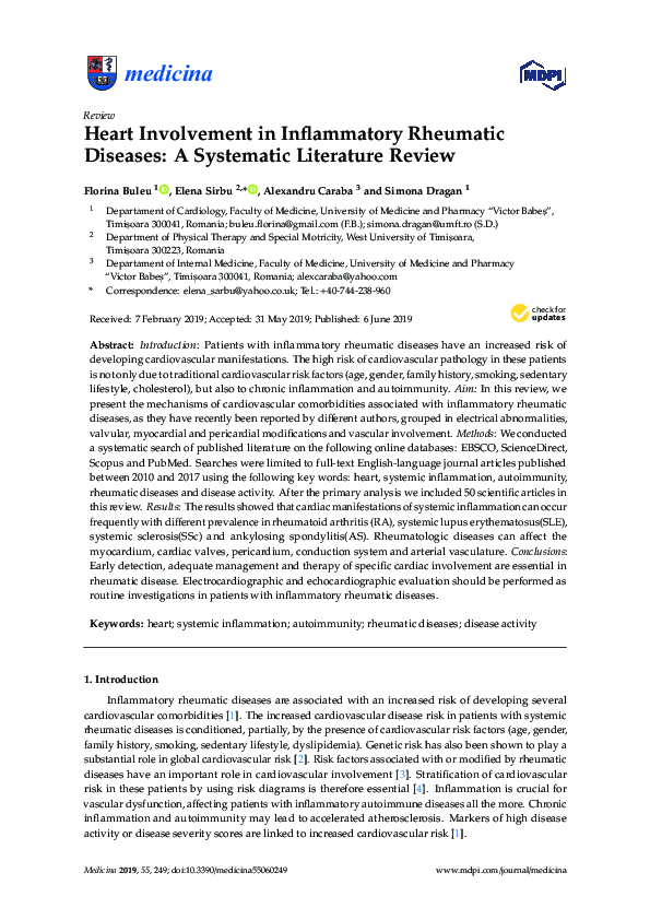 (PDF) Heart Involvement in Inflammatory Rheumatic Diseases: A ...