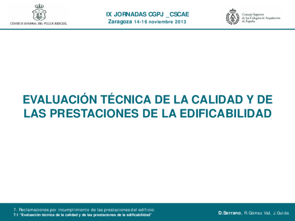 (PDF) La evaluación técnica de la calidad y de las prestaciones de la edificabilidad