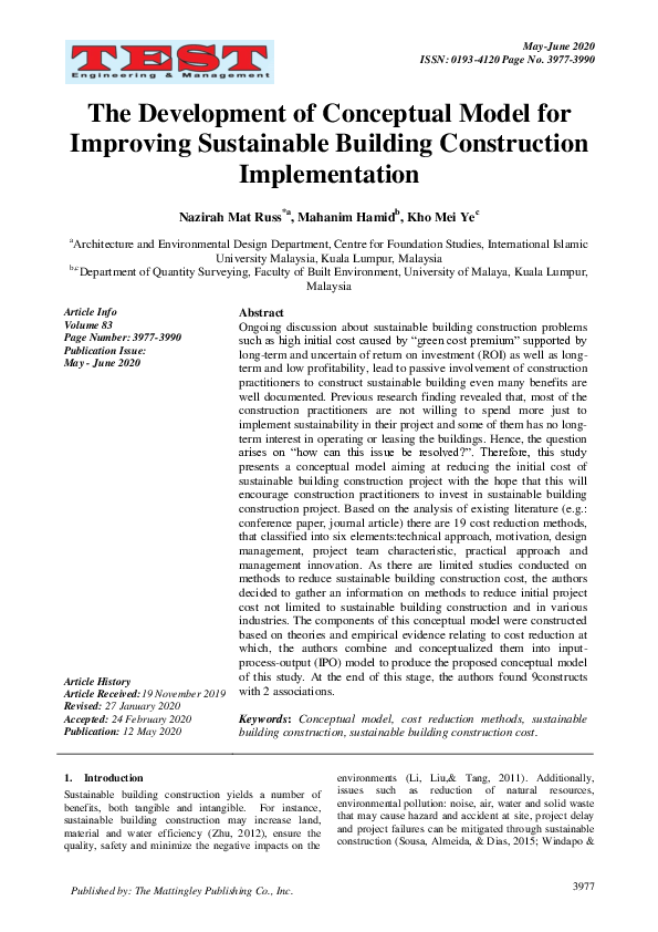 (PDF) The development of conceptual model for improving sustainable building construction ...