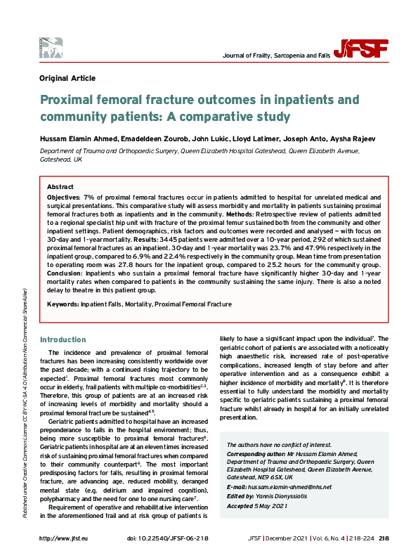 (PDF) Proximal femoral fracture outcomes in inpatients and community ...