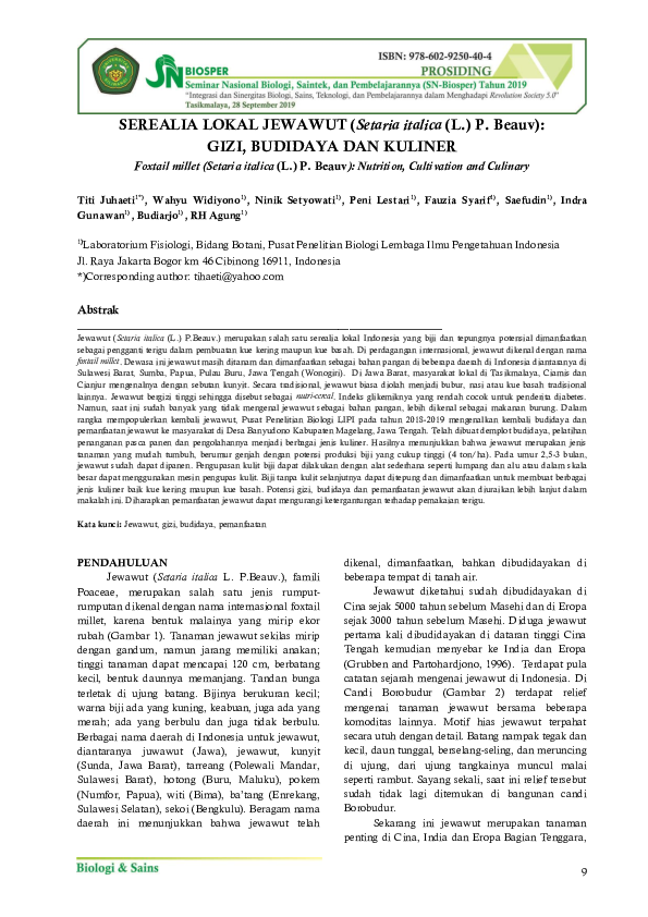 (PDF) SEREALIA LOKAL JEWAWUT (Setaria italica (L.) P. Beauv): GIZI ...